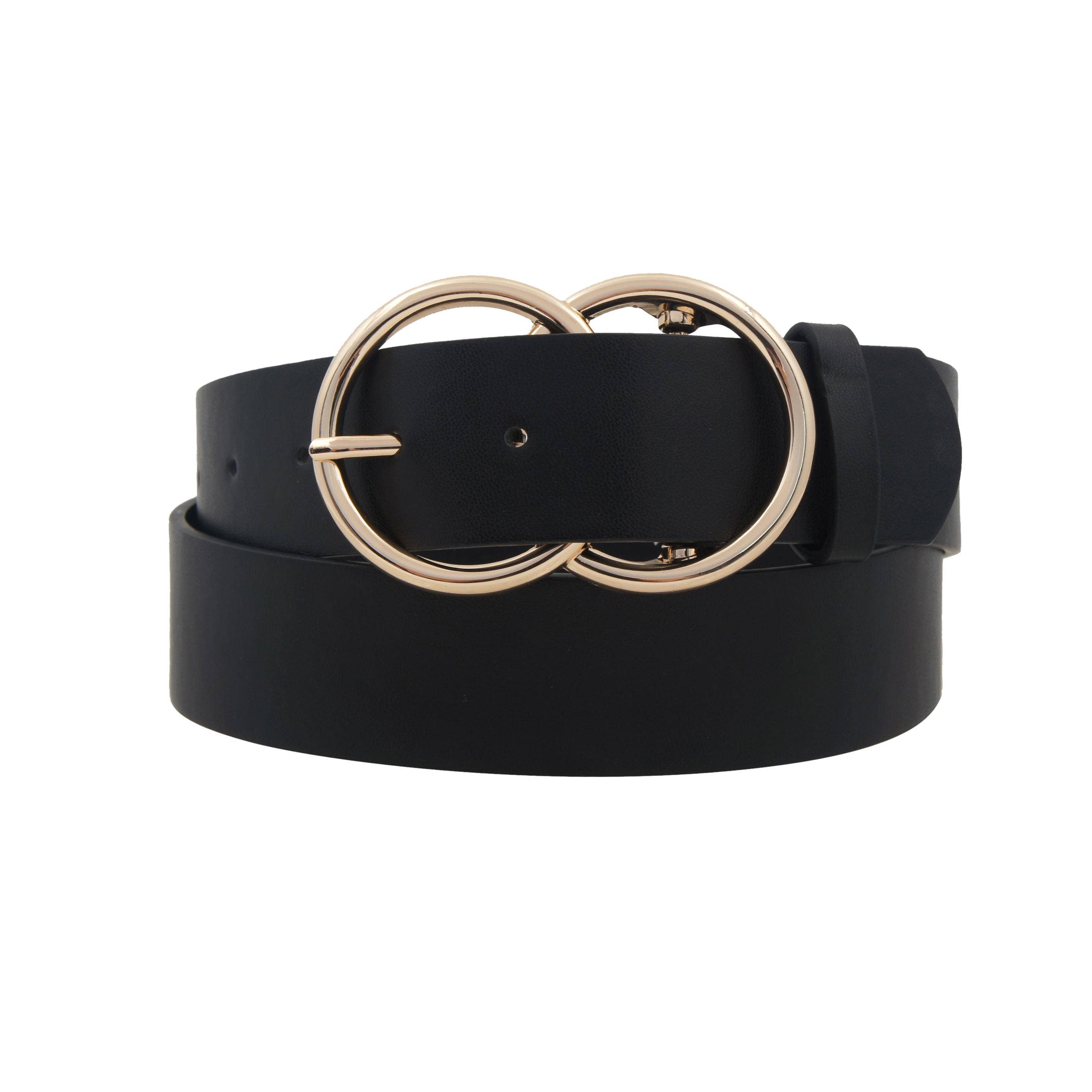 Thick Double Ring Belt: BLACK – Over the Moon Boutique