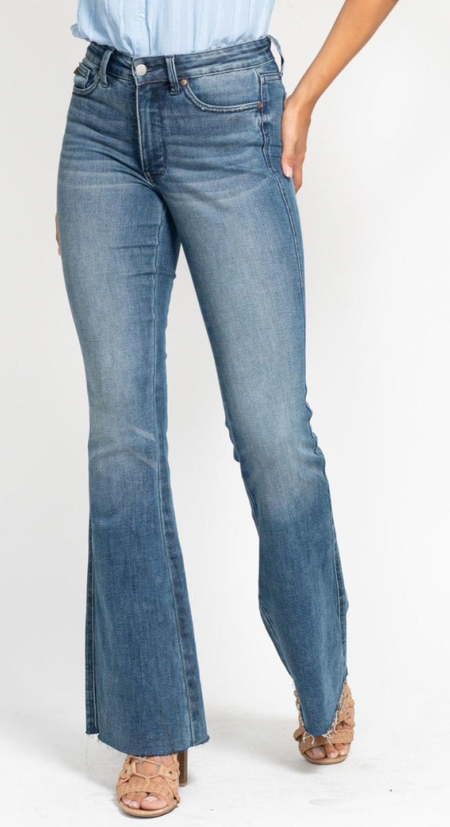 MR Tummy Control Vintage Wash Cut Hem Flare – Over the Moon Boutique